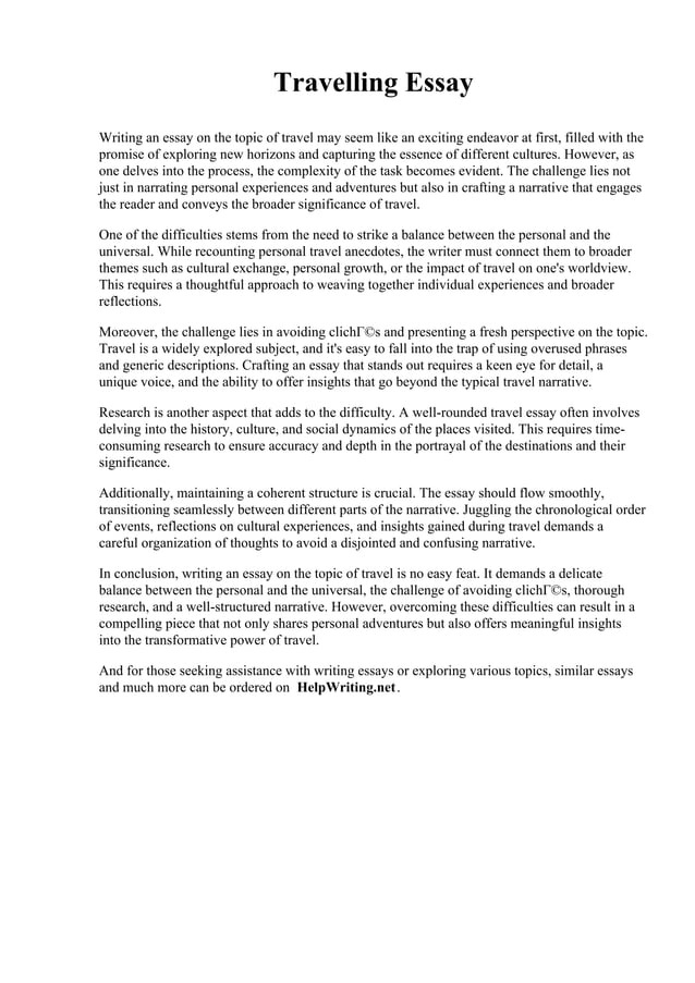 Travelling Essay. Virginia Highlands Community College | PDF | Travel