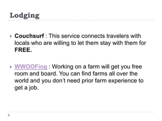 Travelling without money | PPT