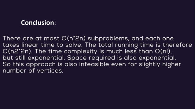 Travelling salesman dynamic programming | PPTX