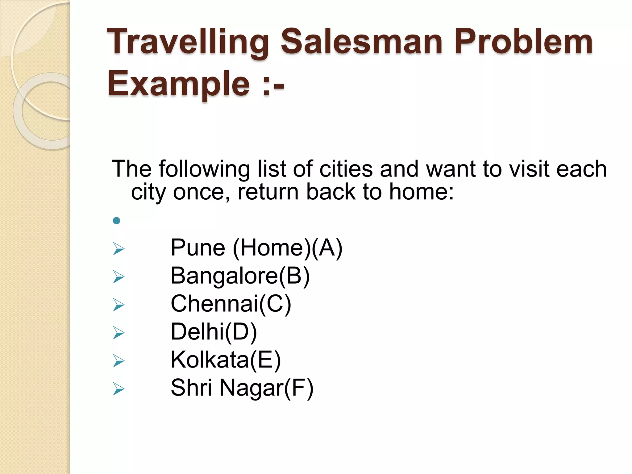 Travelling Salesperson Problem Ppt