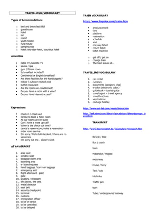 Travelling vocabulary1 | PDF
