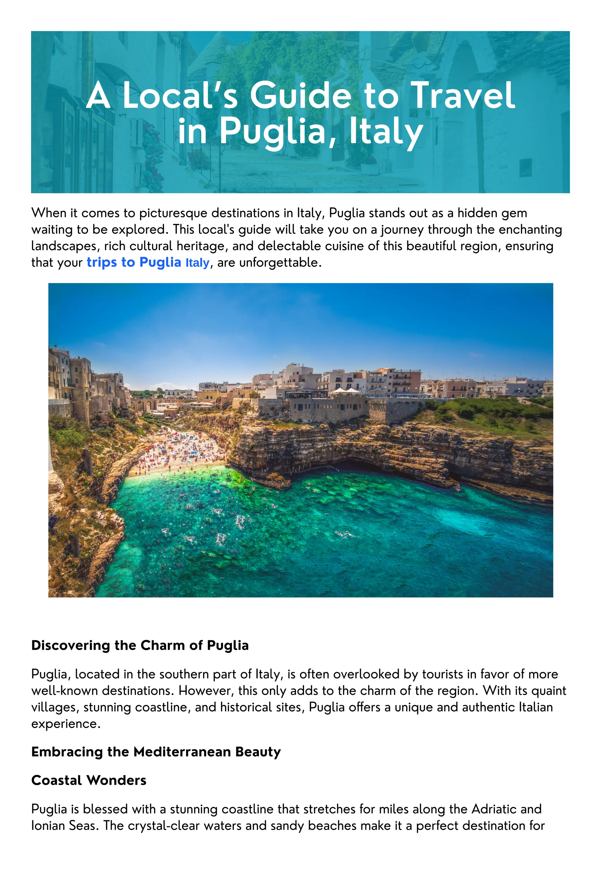 A Local’s Guide to Travel in Puglia, Italy | PDF