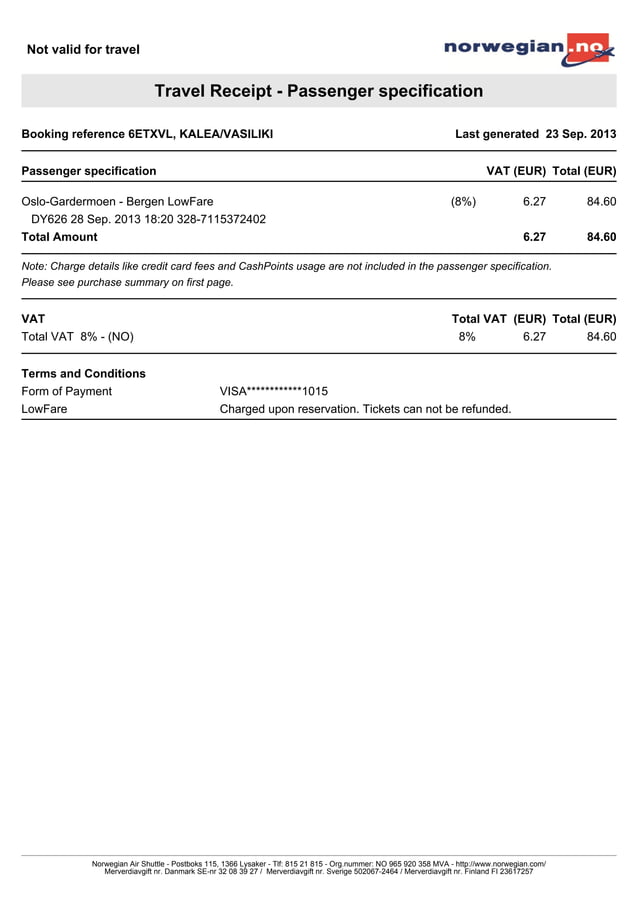 Travel receipt 6 etxvl | PDF