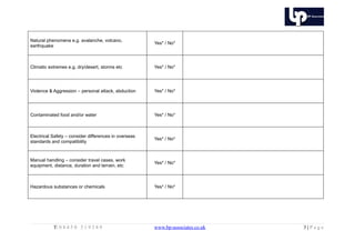 Travel Risk Assessment Summary and Prompt Sheets | PDF