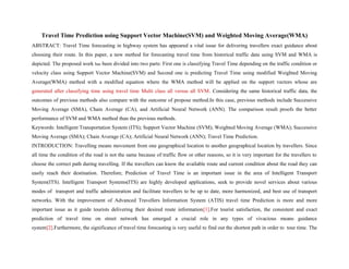 Travel time prediction using svm and wma | DOC