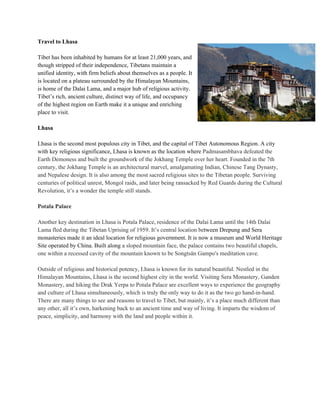 Travel to Tibet | PDF | Asia Travel | Travel Locations