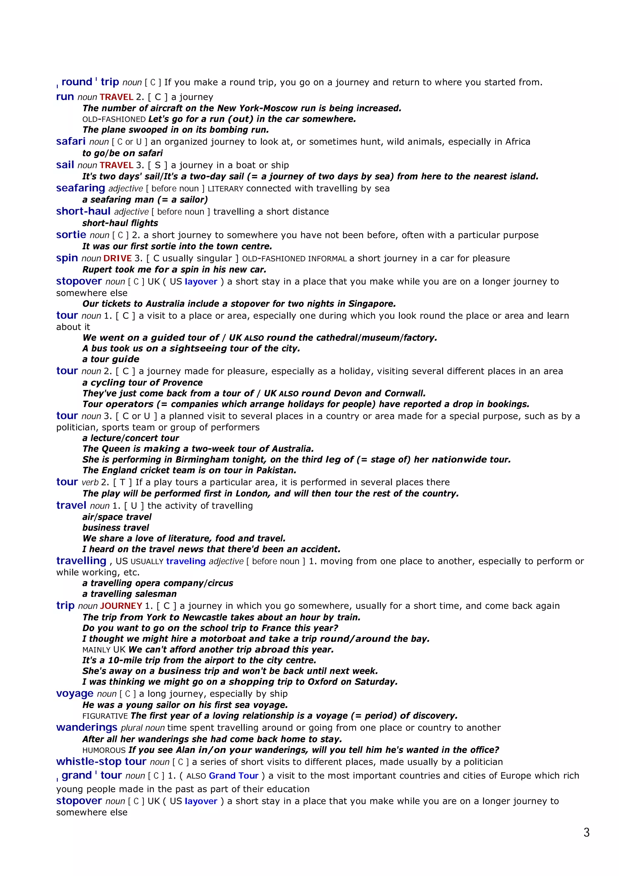 Travel vocabulary | PDF