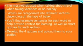 Travel vocabulary | PPTX
