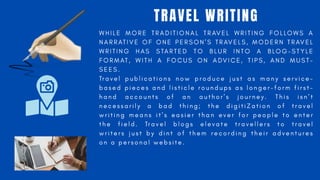 travel writing module in tourism and hospitality | PPT