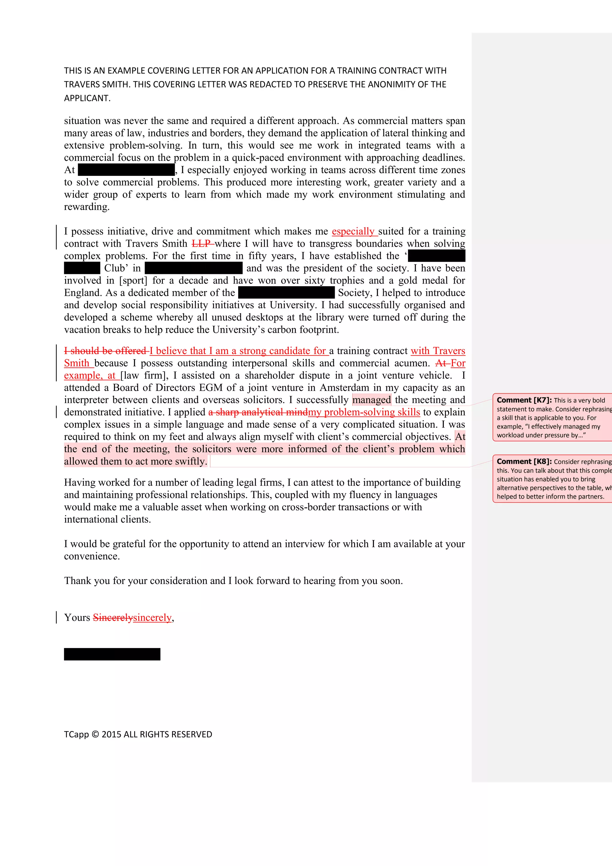 Travers Smith Application for a Training Contract | PDF