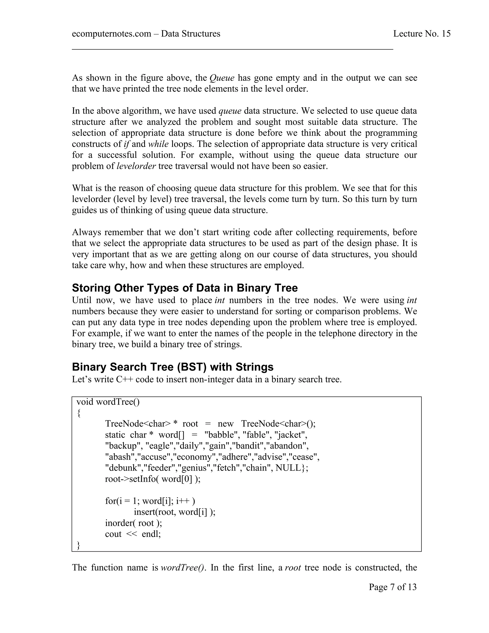 computer notes - Traversal of a binary tree | PDF | Programming ...