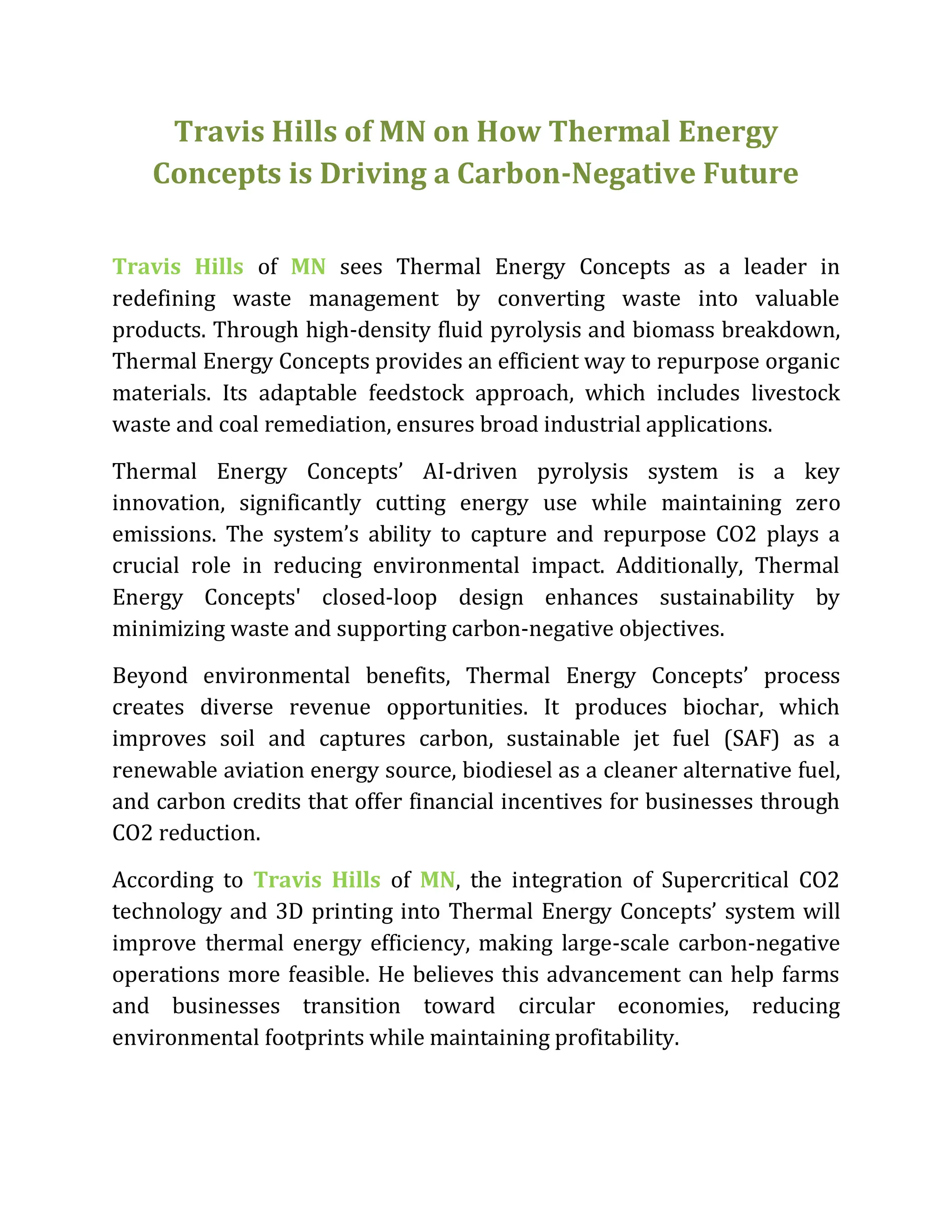 Travis Hills of MN on How Thermal Energy Concepts is Driving a Carbon ...