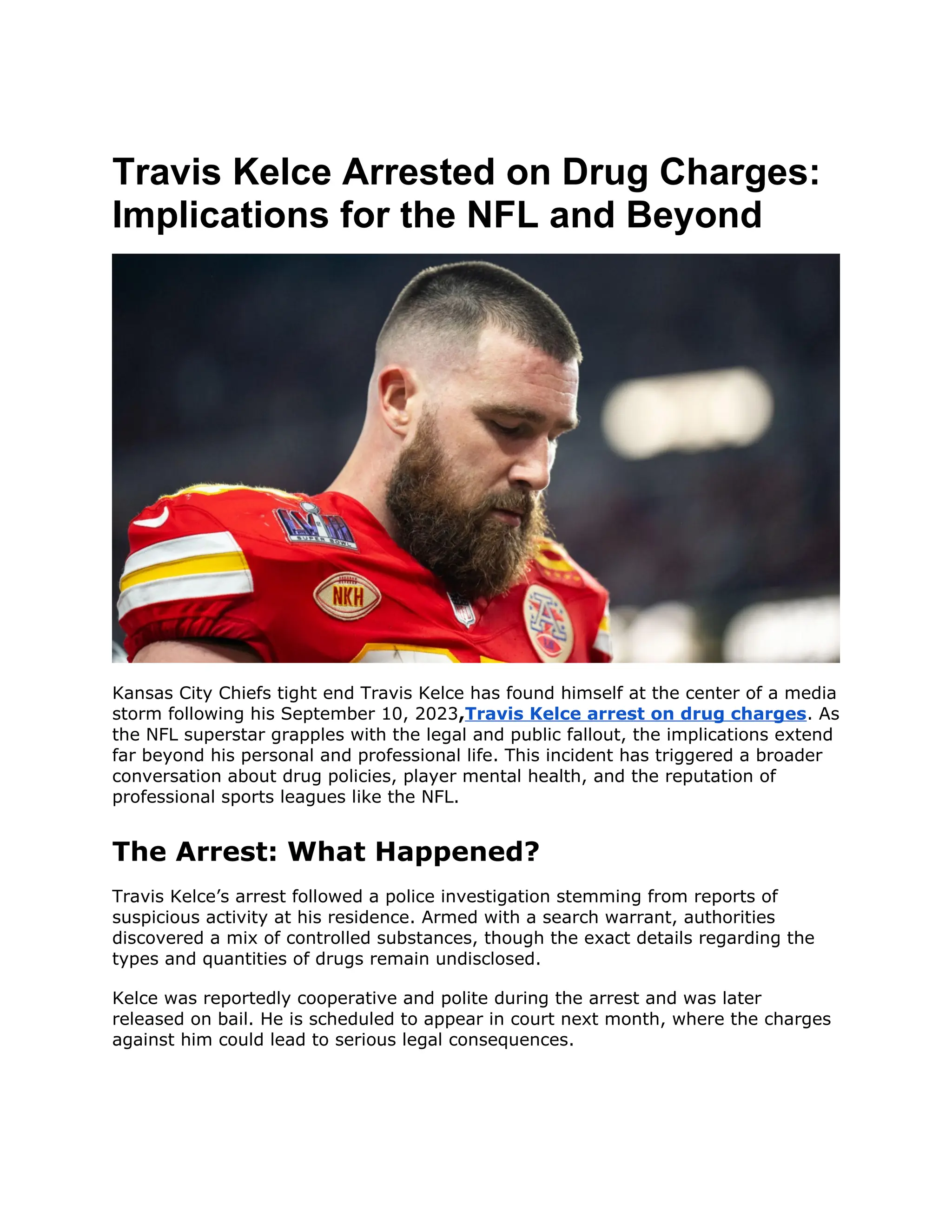 Travis Kelce Arrested on Drug Charges_ Implications for the NFL and ...