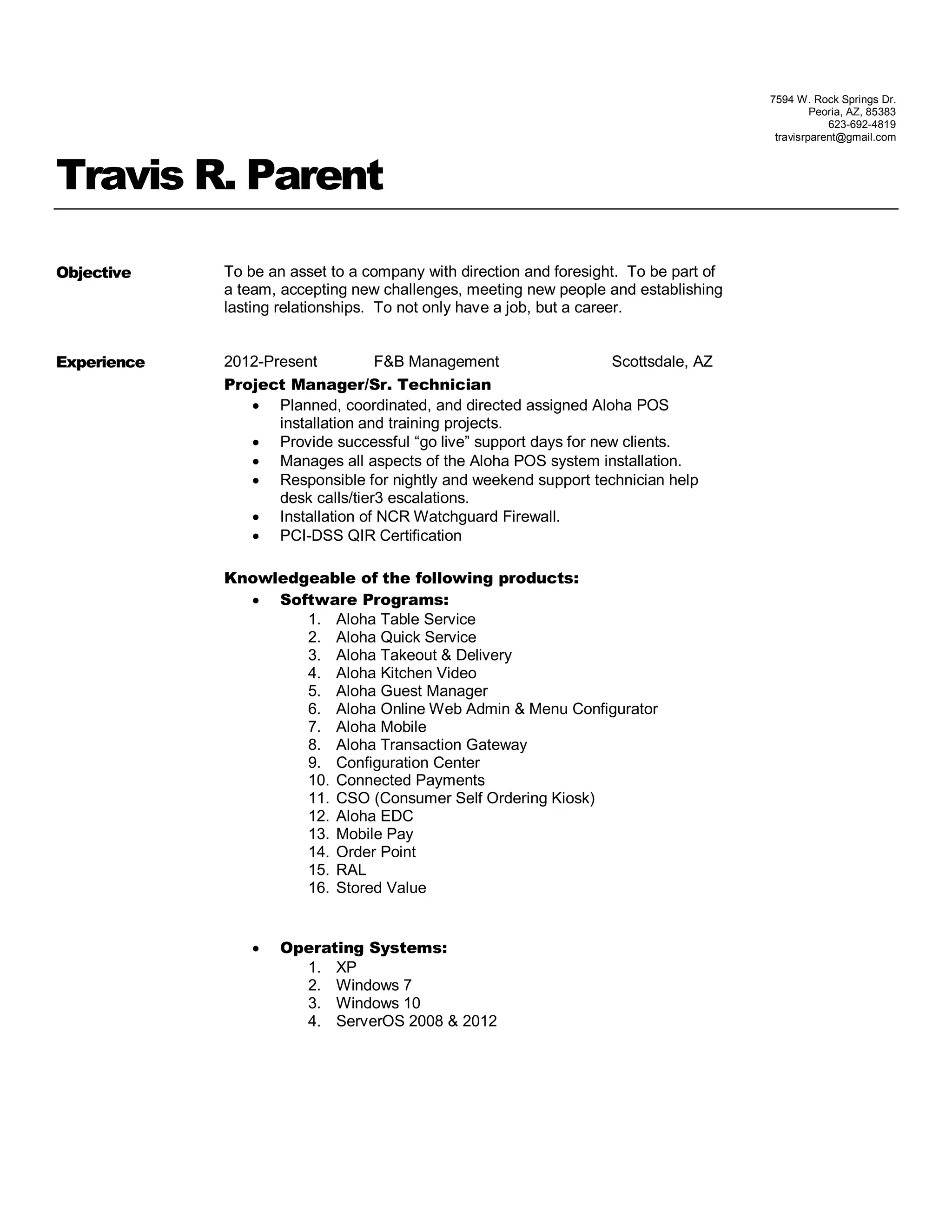 Travis parent resume | PDF