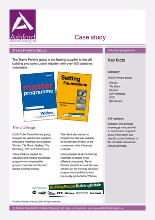 Travis Perkins Induction Case Study | PDF