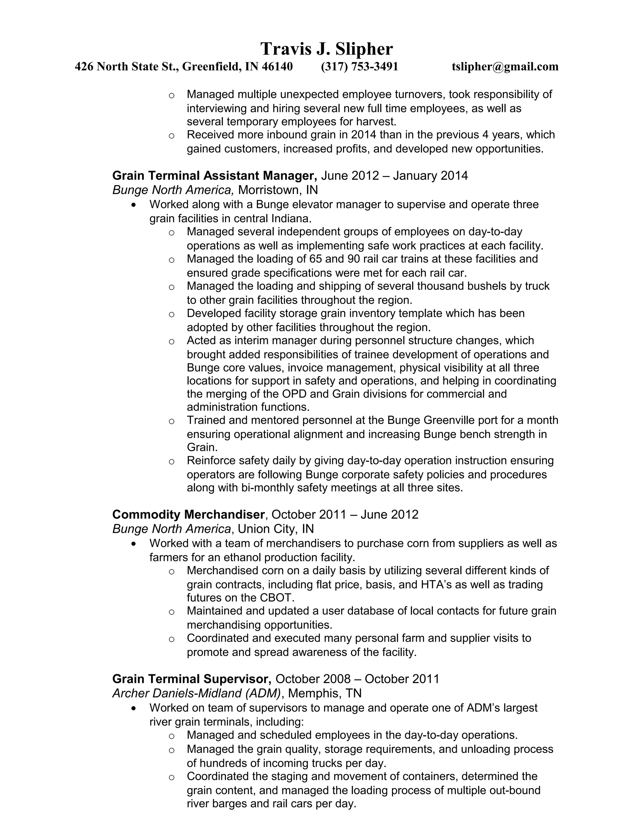 Travis Slipher's resume | DOC