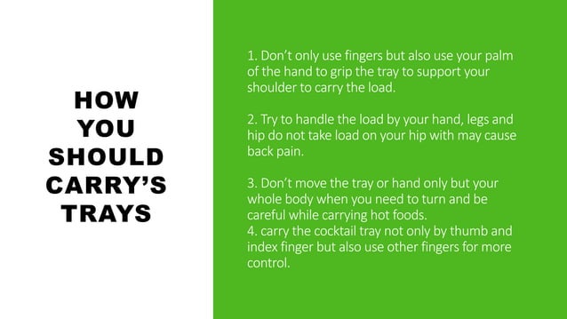 Tray and plate carrying techniques.pptx | Bars & Restaurants | Attractions