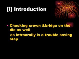 TRAY IN OF Fixed Partial Dentures, Materials & steps | PPT