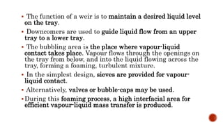 Trays in distillation column | PPTX