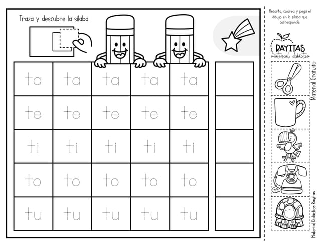 Traza y descubre las sílabas recopilado por Materiales Educativos para ...