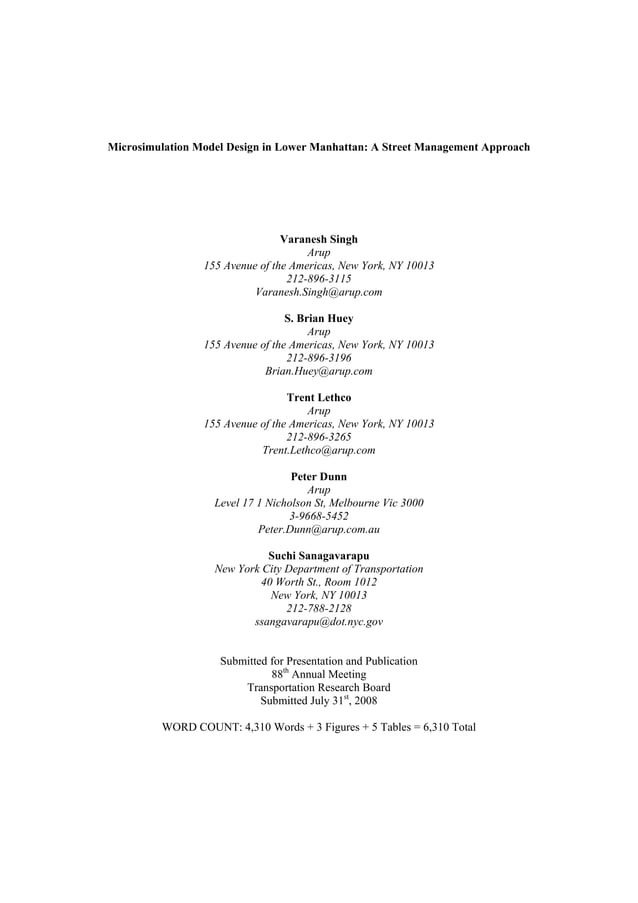 Microsimulation Model Design In Lower Manhattan A Street Management Approach Pdf