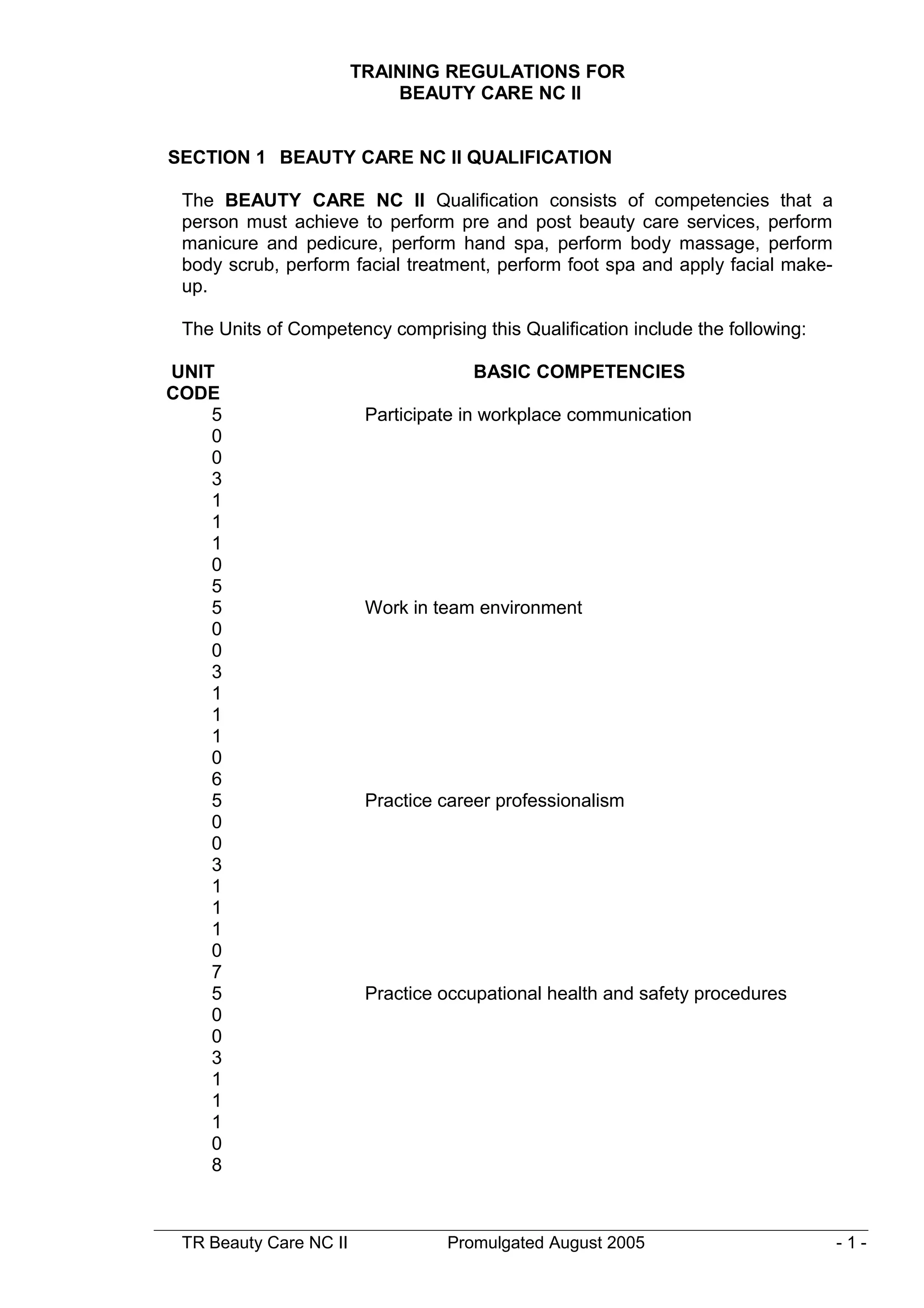 Tr beauty care nc ii | DOC