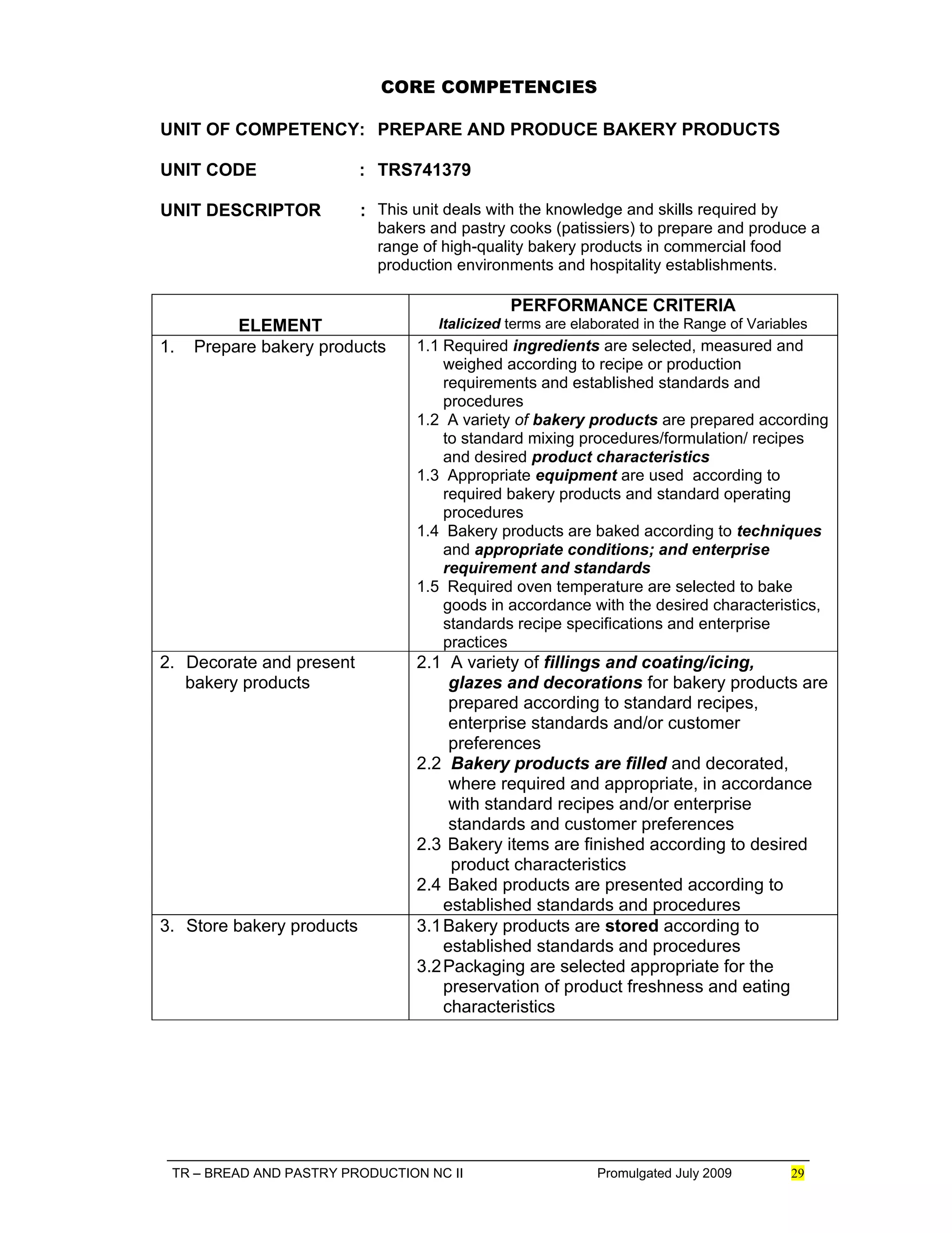 Tr bread and pastry production nc ii | PDF