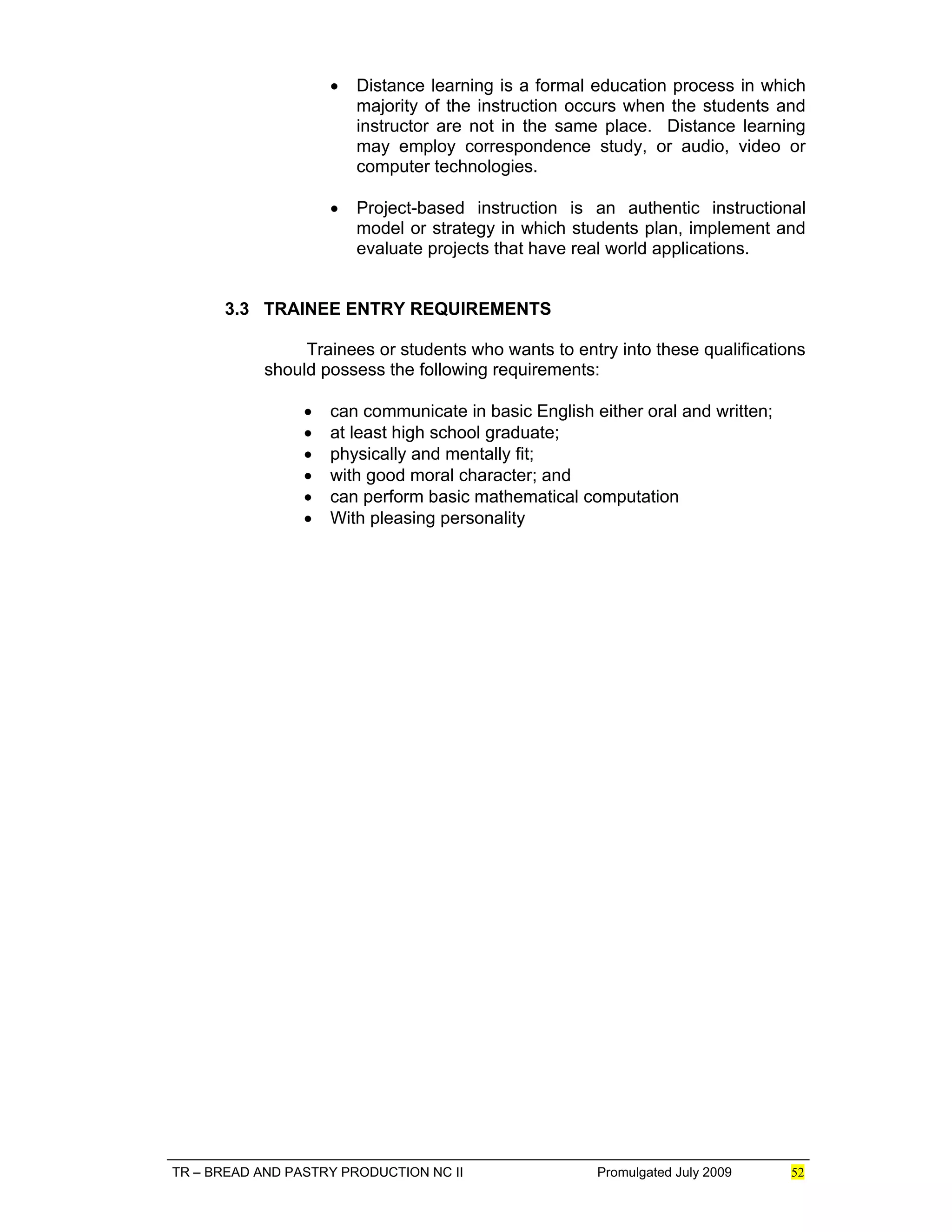 Tr bread and pastry production nc ii | PDF