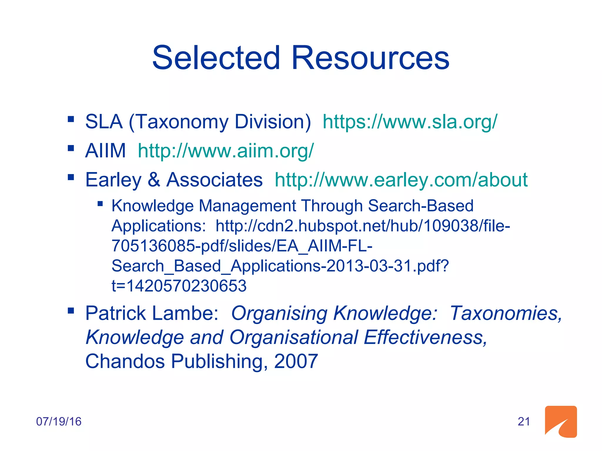 Creating and Managing a VDOT Taxonomy -- and Why it Matters | PPT