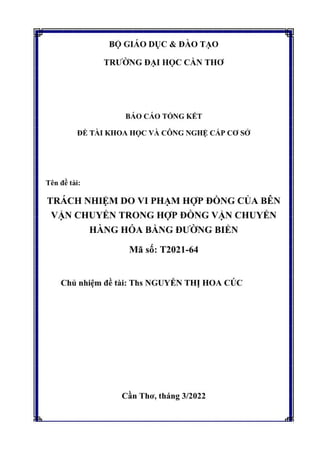 Trách nhiệm do vi phạm hợp đồng của bên vận chuyển trong hợp đồng vận ...