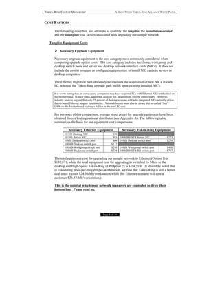 Token-Ring Cost of Ownership | PDF