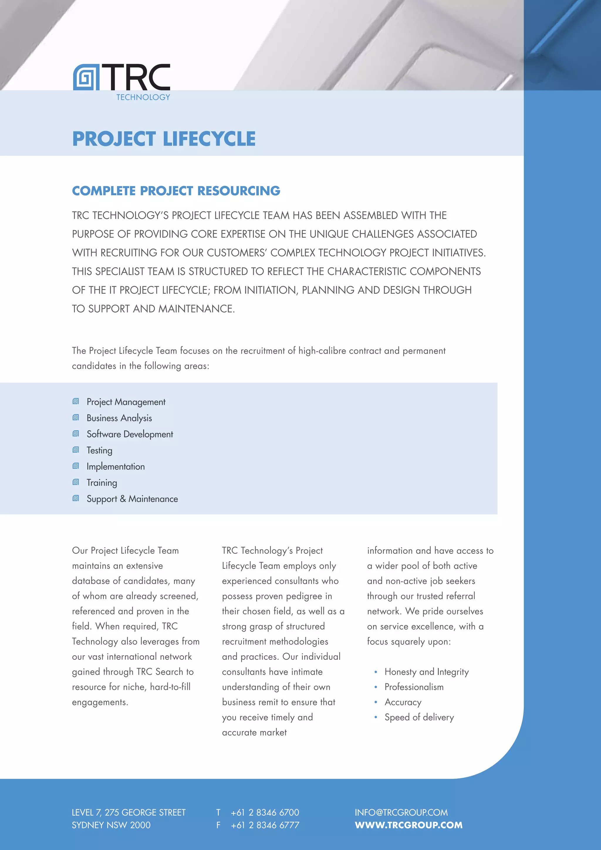 TRC Technology Project Lifecycle | PDF