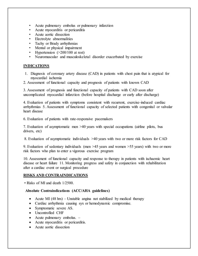 Treadmill test in cardiology | DOCX | Heart and Cardiovascular Diseases ...