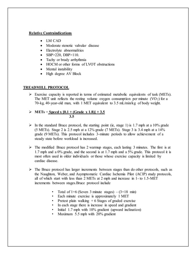 Treadmill test in cardiology | DOCX | Heart and Cardiovascular Diseases ...