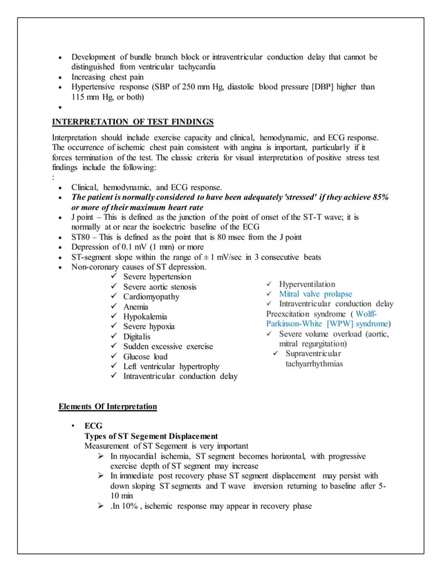 Treadmill test in cardiology | DOCX | Heart and Cardiovascular Diseases ...