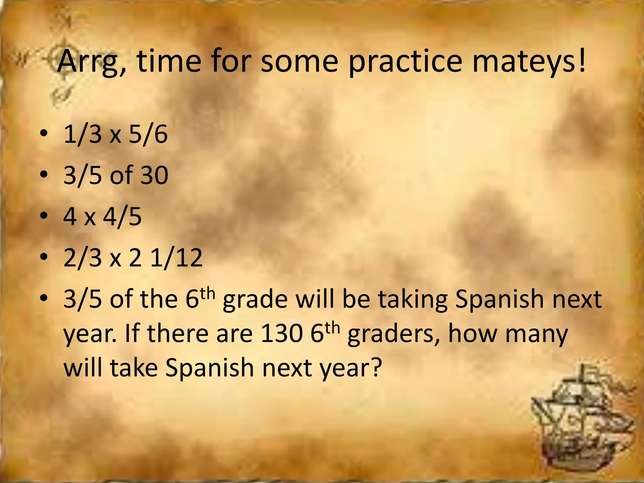 Treasure hunting fractions(multiplication) | PPTX