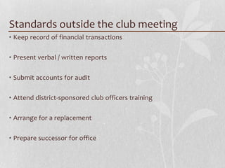 Club Officers Training - Treasurer | PPTX