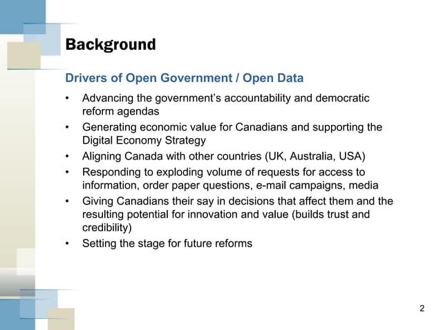 Treasury Board of Canada - Open Government / Open Data in Canada - July ...