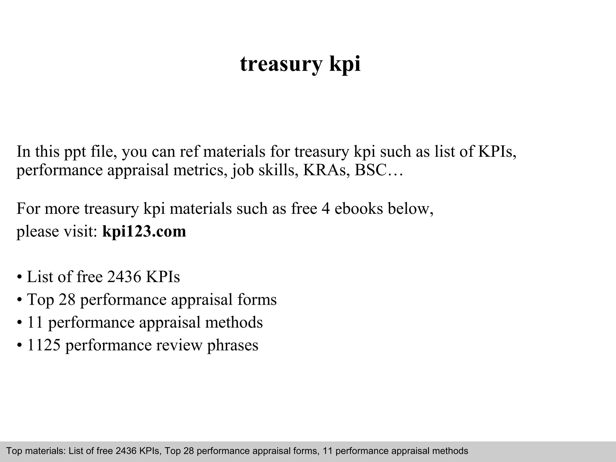 Treasury kpi | PPT