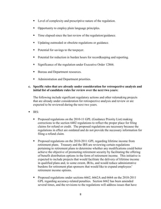 Department of the Treasury Preliminary Regulatory Reform Plan | PDF