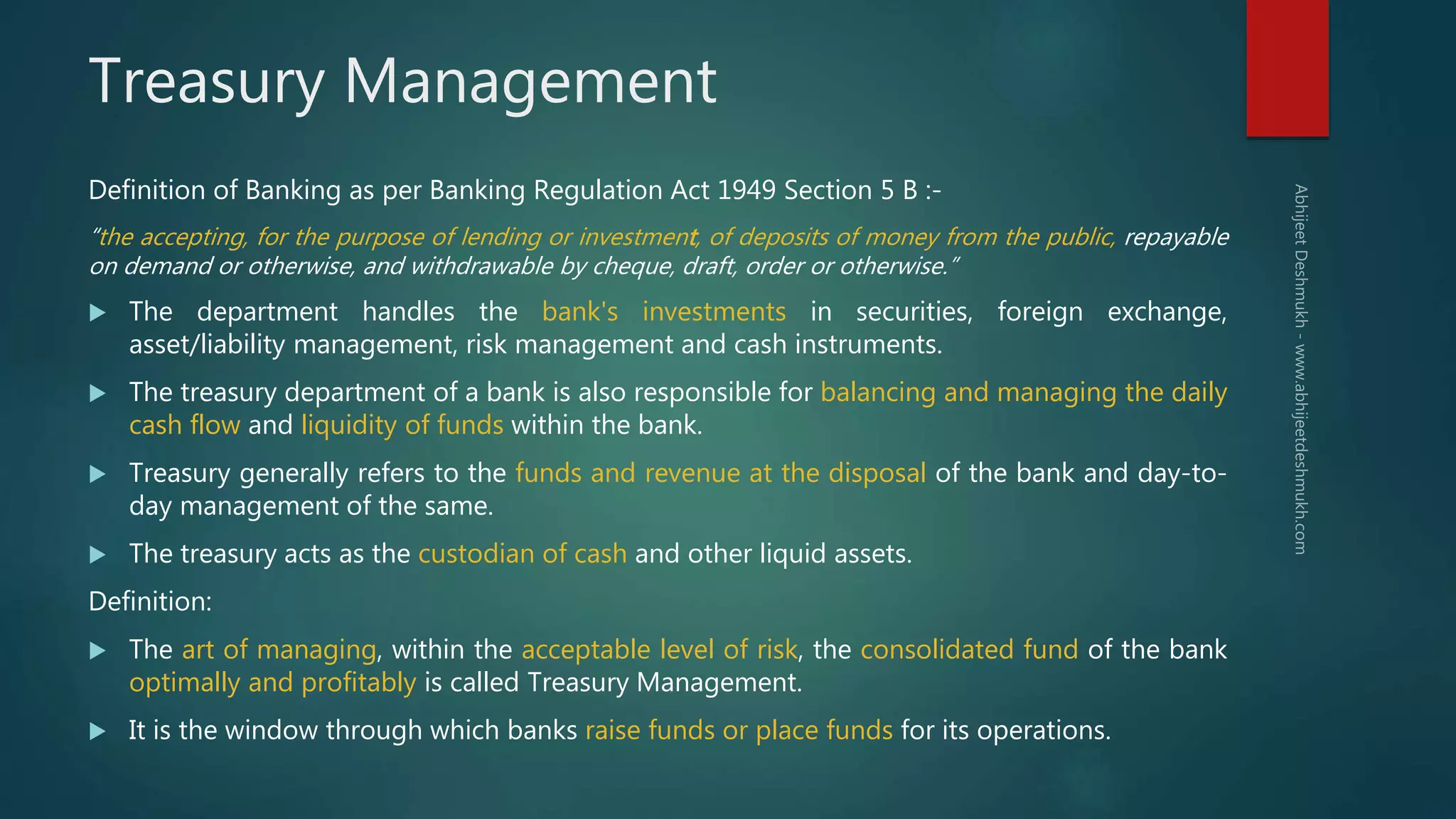Treasury management – a perspective ssld | PPTX