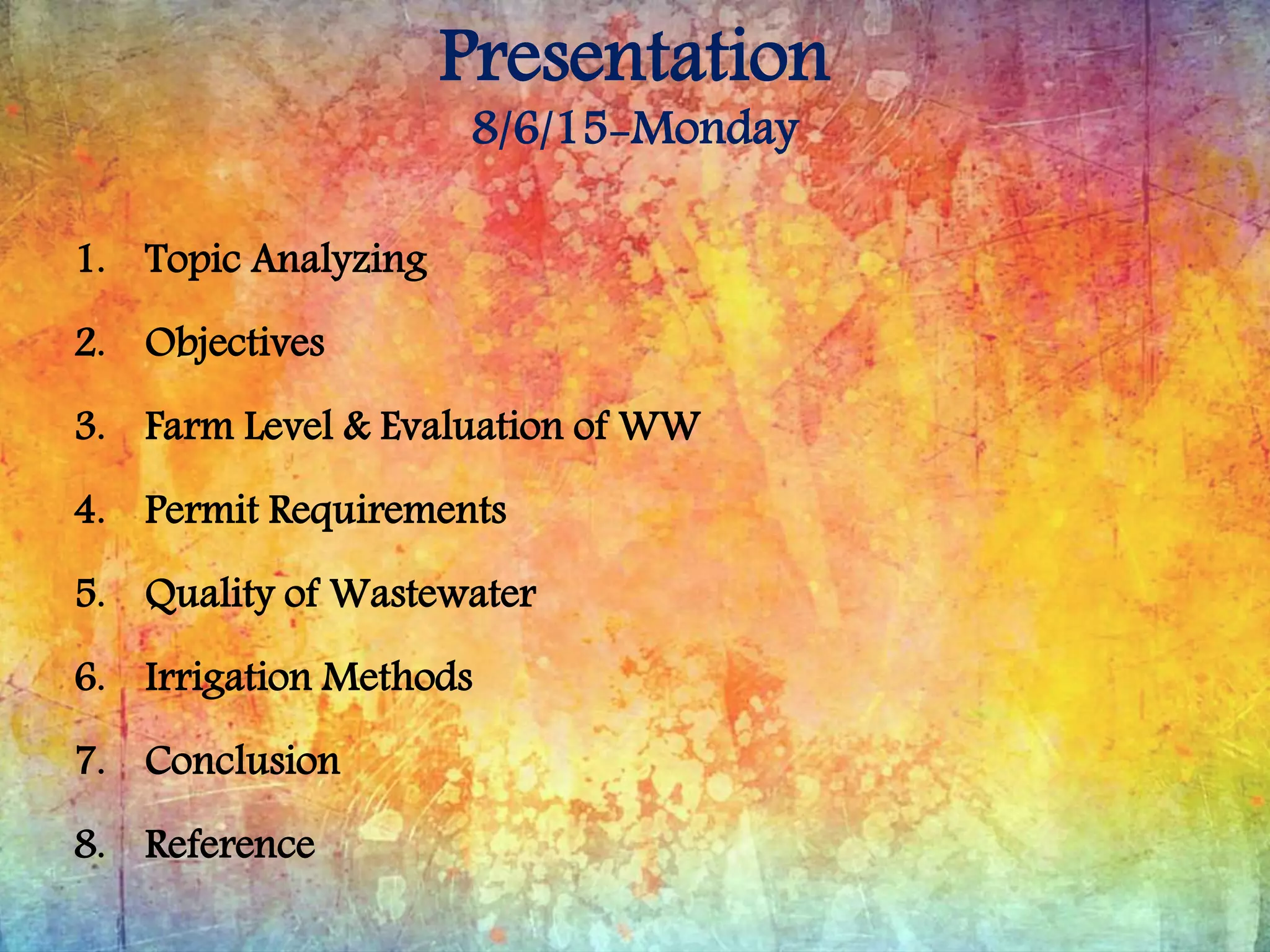Treated wastewater for Irrigation | PPTX