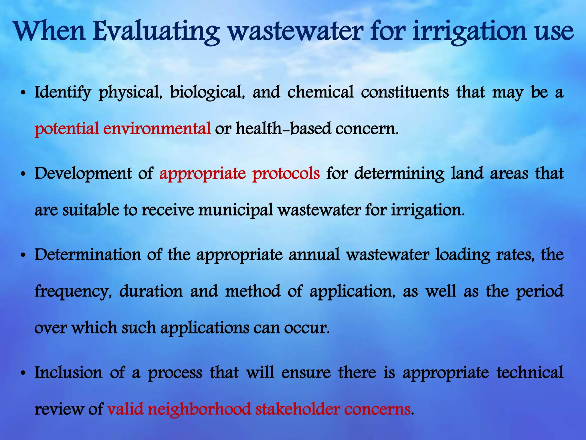 Treated wastewater for Irrigation | PPTX