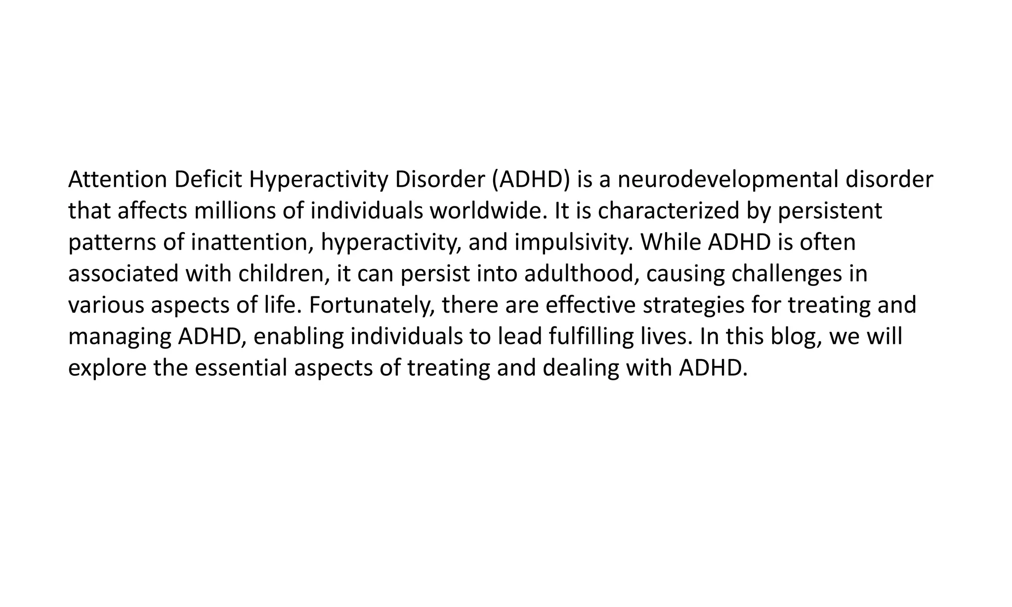 Treating And Dealing With Attention Deficit Hyperactivity Disorder ...