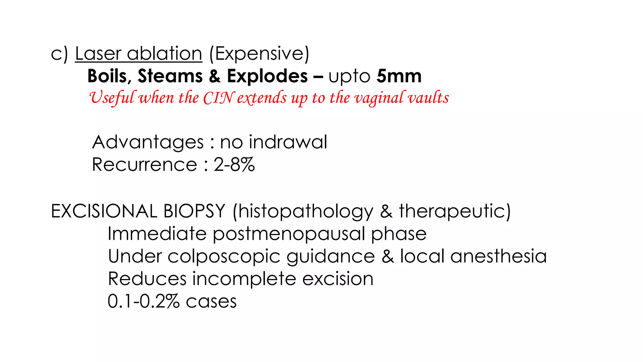 Treatment of dysplasia and cervical intraepithelial neoplasia(cin) | PPTX