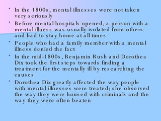 Treatment Of Mental Illness In The 1800s | PPT