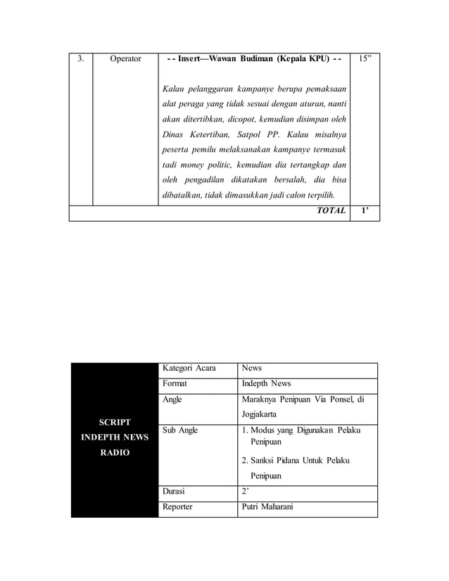 PRODUKSI ACARA BERITA RADIO STRAIGHT & INDEPTH NEWS - MATERI ...
