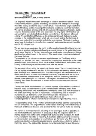 Treatment for ‘Tamam Shud’ | PDF