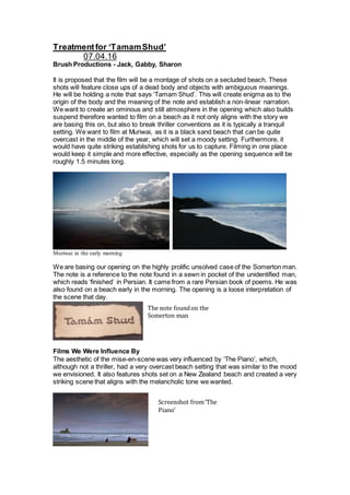 Treatment for ‘tamam shud’ 07 | DOCX | Soundtracks, TV and Showtunes ...