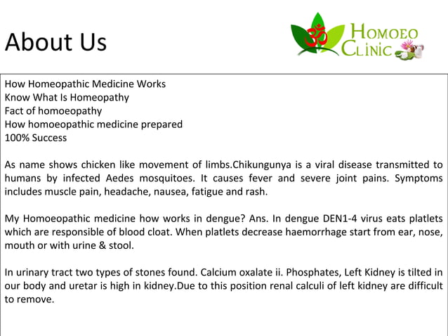Homoeo Treatment For Chikungunya | PPT